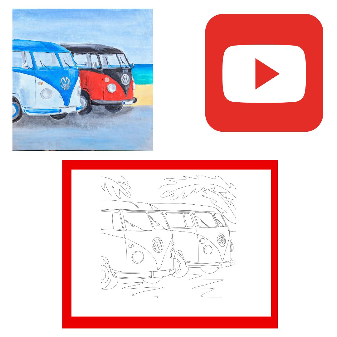 FREE! VW Van Traceable for an acrylic painting tutorial – HartandDesign