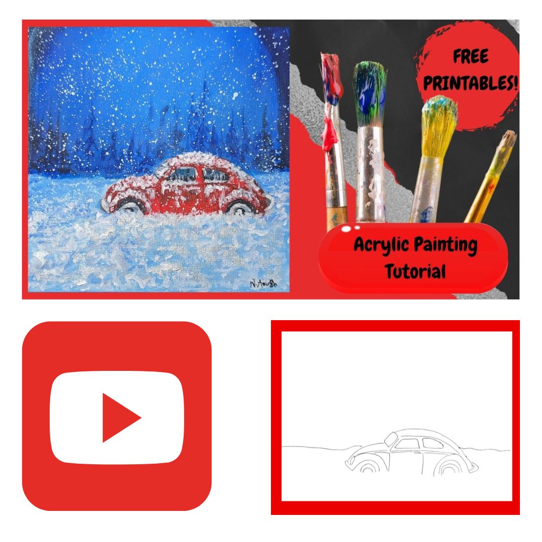 FREE! VW Beetle Traceable for an acrylic painting tutorial – HartandDesign